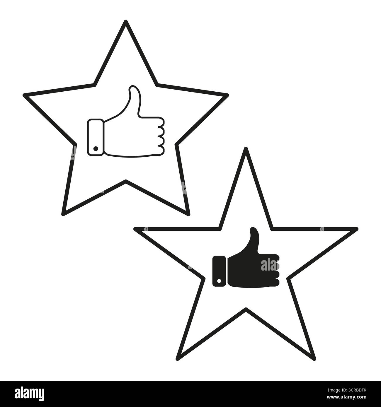 Outline stars illustration. Hand gesture symbol. Thumbs up Vector sign ...