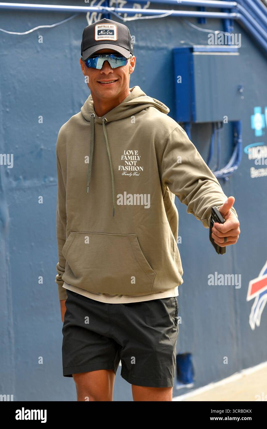 Buffalo Bills safety Jordan Poyer arrives at Highmark Stadium before an ...