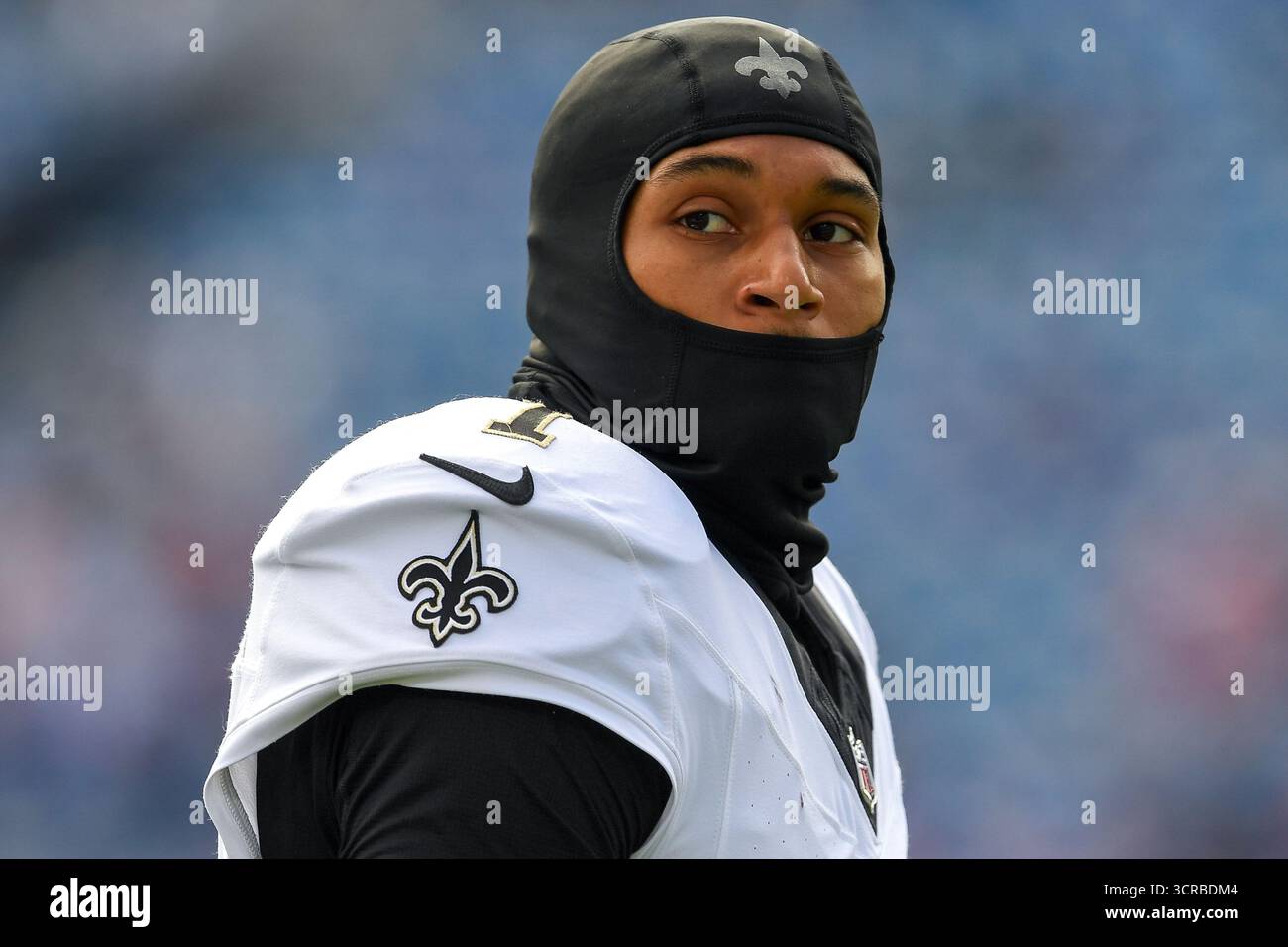New Orleans Saints cornerback Alontae Taylor (1) warms up before an NFL ...