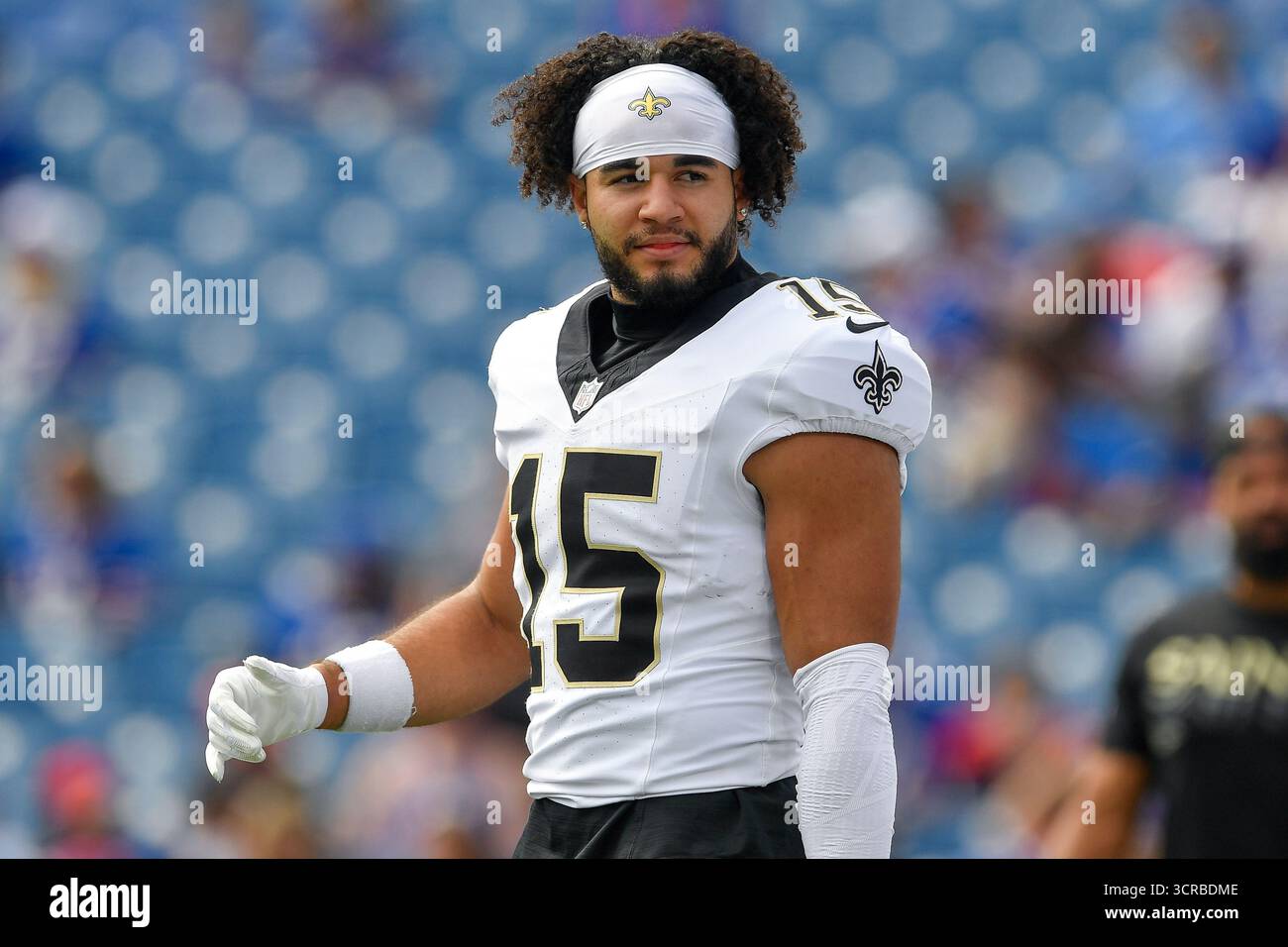 New Orleans Saints wide receiver Mason Tipton (15) warms up before an ...