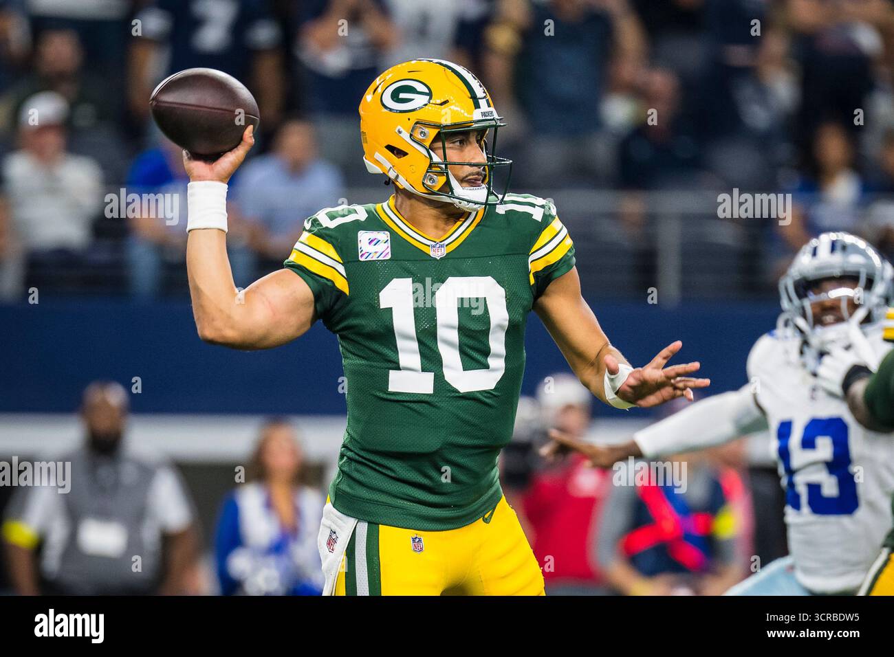 Green Bay Packers quarterback Jordan Love (10) during an NFL football ...