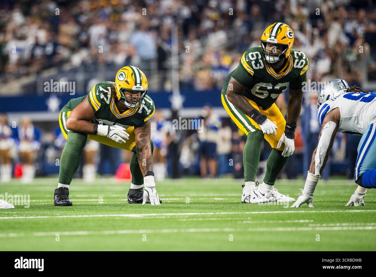 Green Bay Packers offensive tackle Jordan Morgan (77) and offensive ...