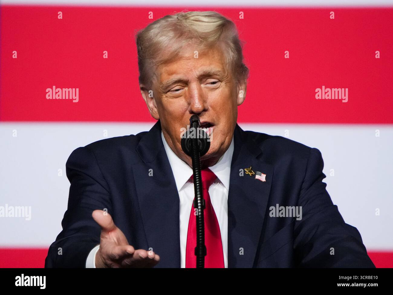 President Donald Trump speaks to a gathering of top U.S. military ...