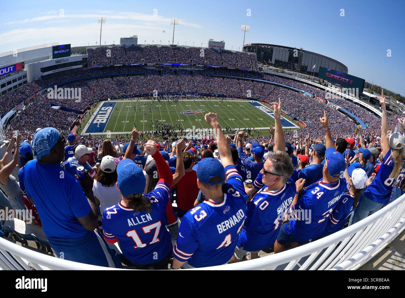 A general view of Highmark Stadium as fans celebrate a Buffalo Bills ...