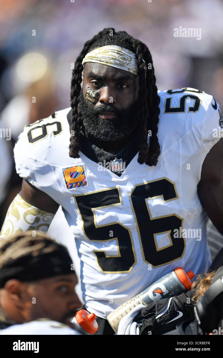 New Orleans Saints linebacker Demario Davis (56) watches from the ...