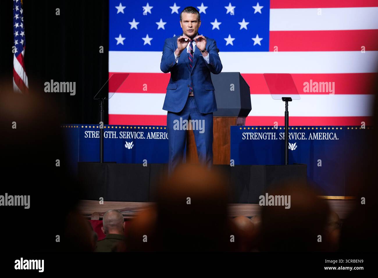 Secretary of Defense Pete Hegseth speaks to senior military leaders at ...