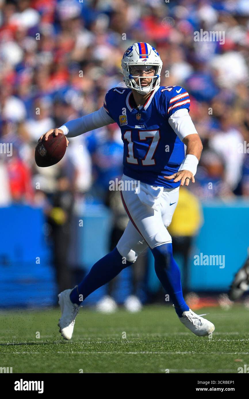 Buffalo Bills quarterback Josh Allen (17) looks to pass during the ...