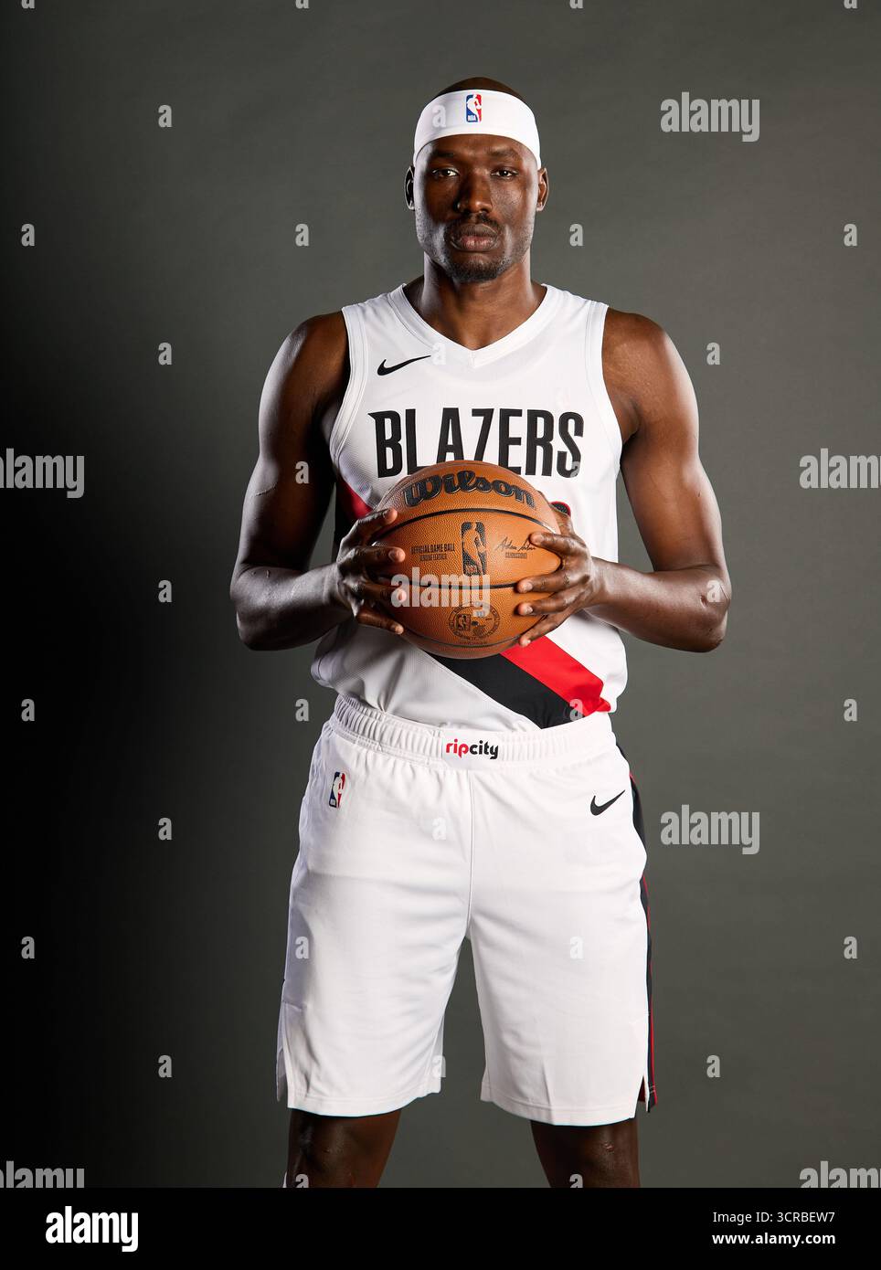 Portland Trail Blazers center Duop Reath poses for photos during the ...