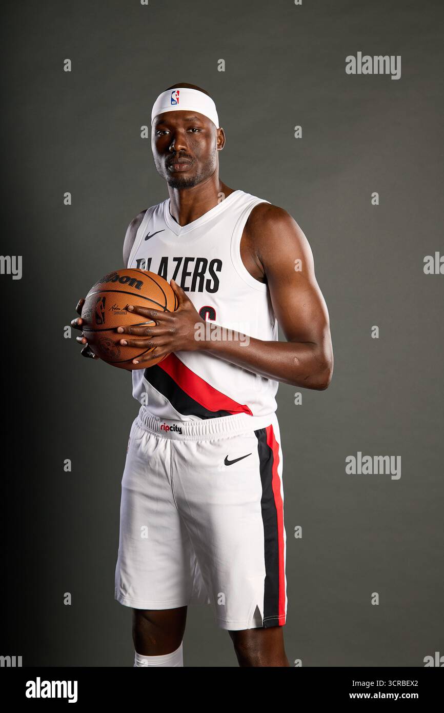Portland Trail Blazers center Duop Reath poses for photos during the ...
