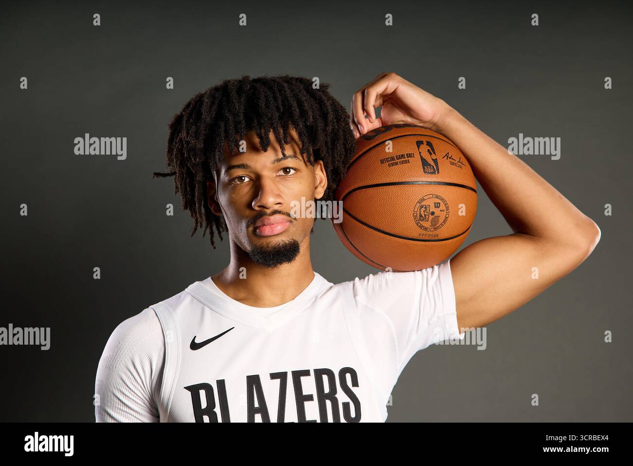 Portland Trail Blazers guard Shaedon Sharpe poses for photos during the ...