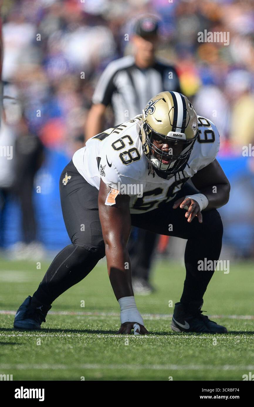 New Orleans Saints guard Torricelli Simpkins III (68) lines up during ...
