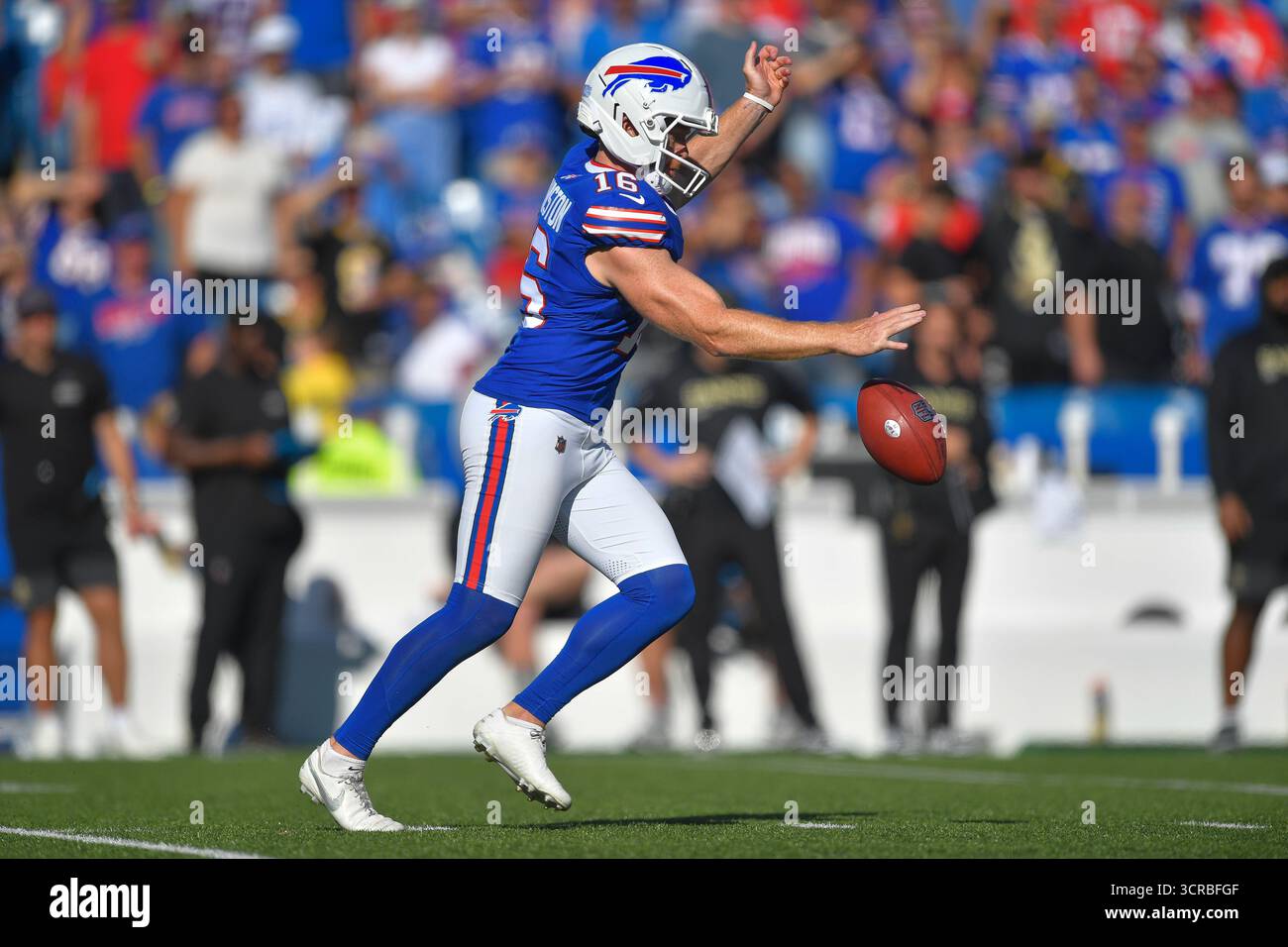 Buffalo Bills punter Cameron Johnston (16) punts during the second half ...