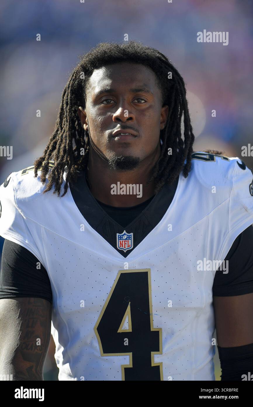 New Orleans Saints cornerback Kool-Aid McKinstry (4) walks off the ...
