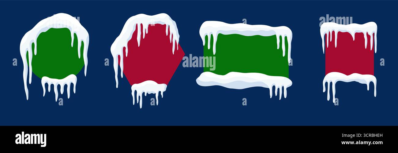 Set of advertising banners snow ice cap designs in various shapes like ...