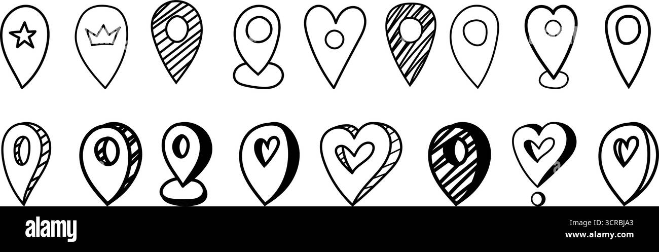 Modern map markers Black and White Stock Photos & Images - Alamy