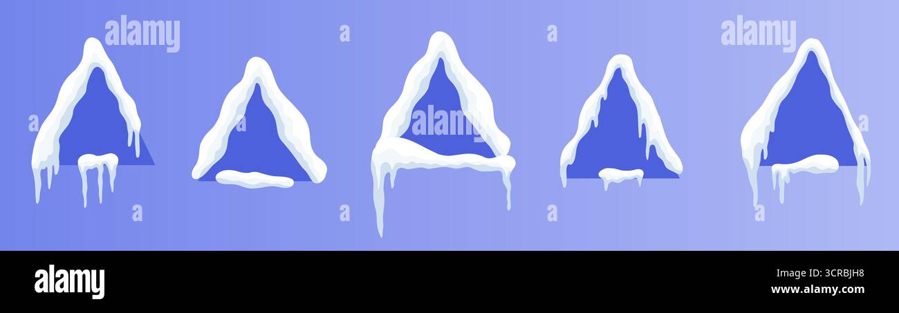 Set of snow ice cap advertising banners in triangle shapes. Perfect for ...