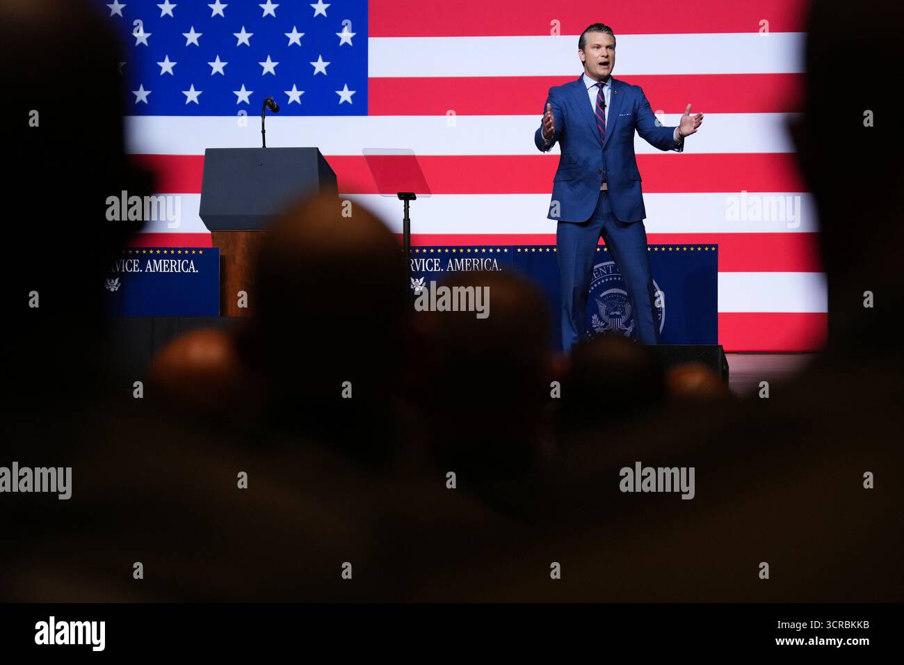 Secretary of Defense Pete Hegseth speaks to senior military leaders at ...