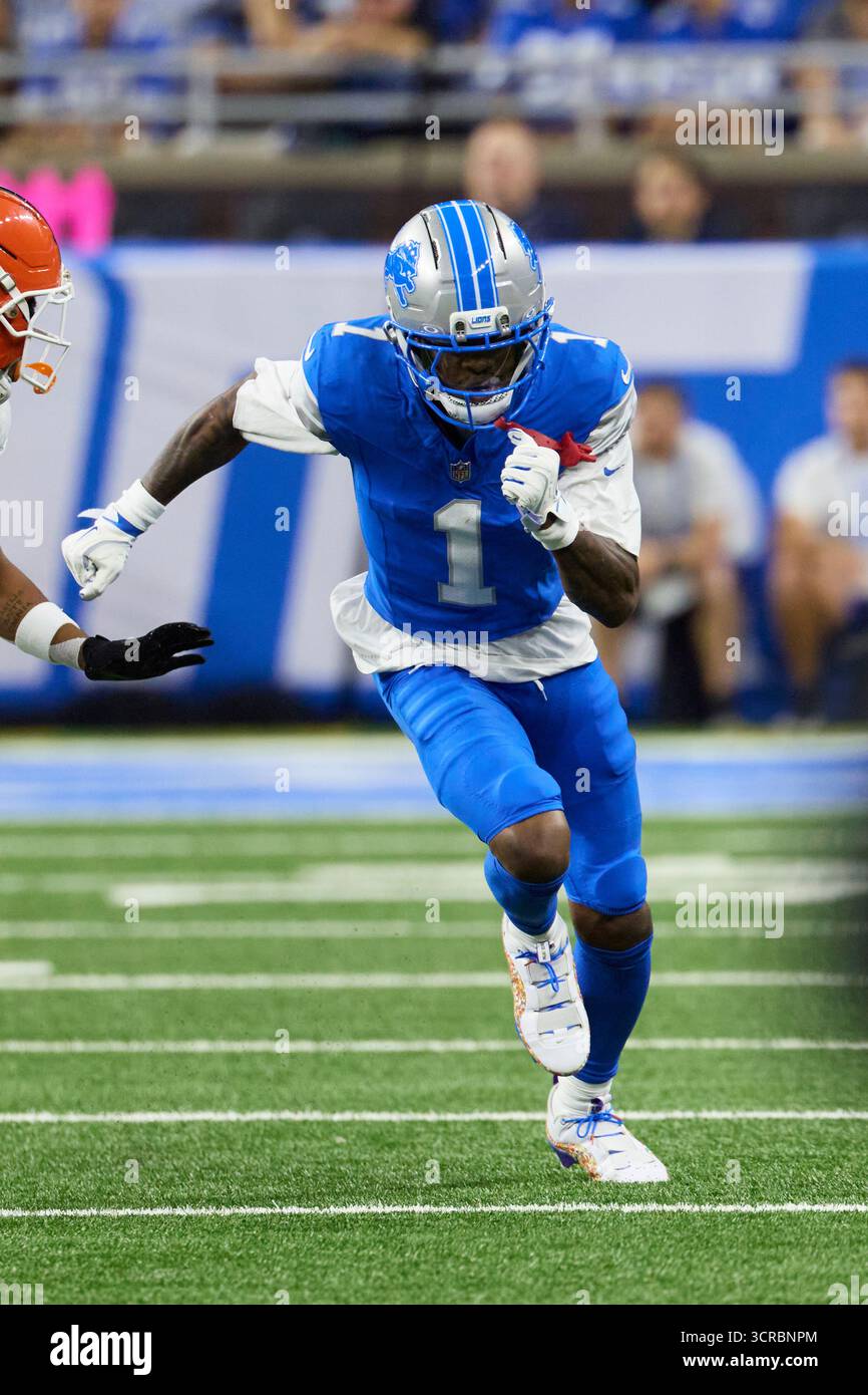 Detroit Lions wide receiver Jameson Williams (1) runs a route against ...