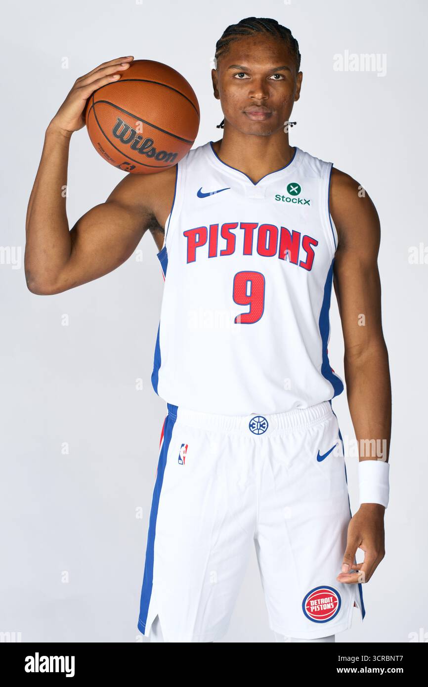 Detroit Pistons forward Ausar Thompson poses for a photo during the NBA ...