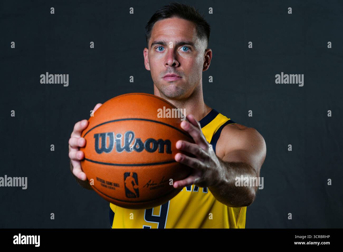 Indiana Pacers guard T.J. McConnell (9) poses for a photo during the ...