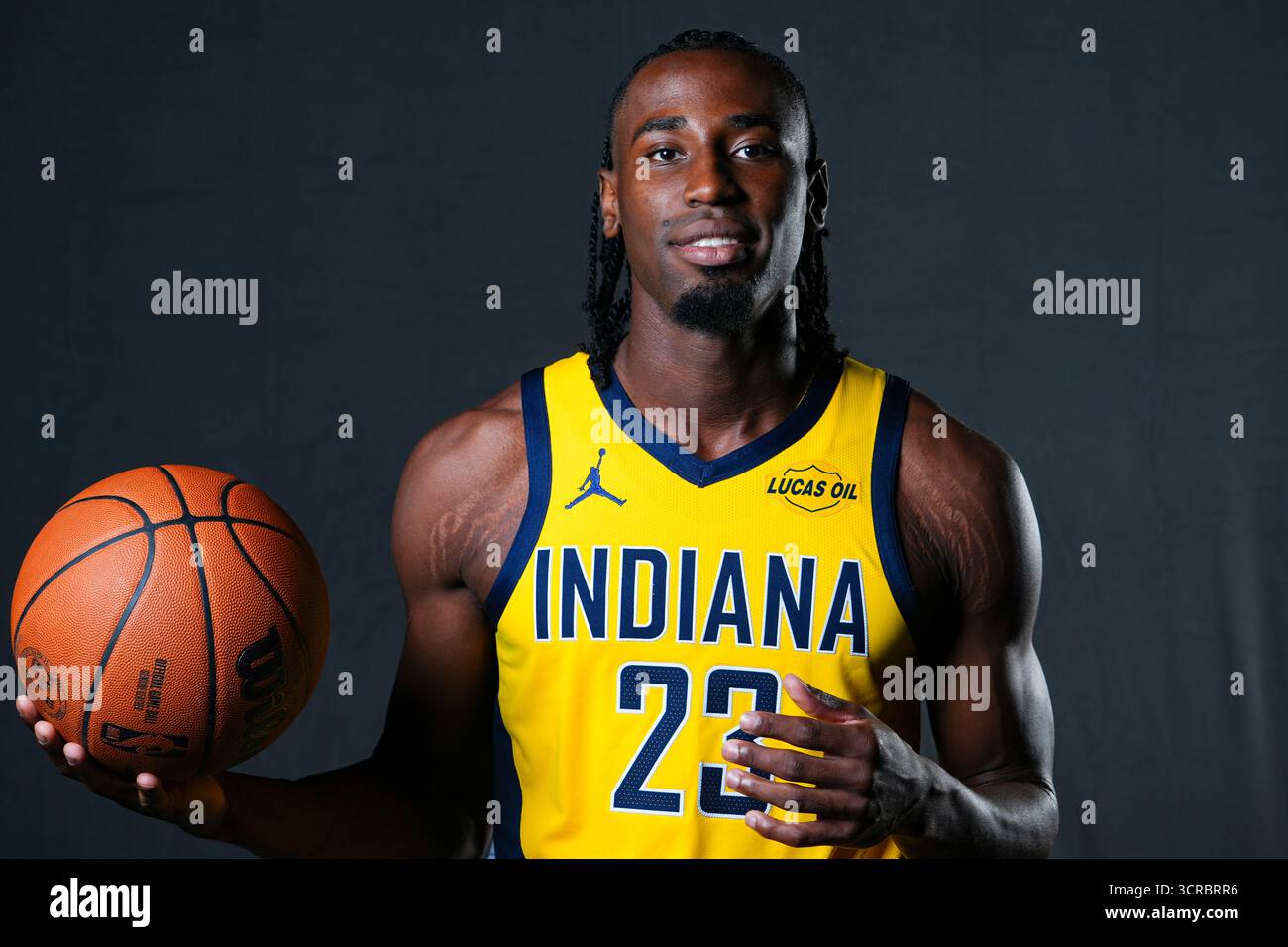 Indiana Pacers forward Aaron Nesmith (23) poses for a photo during the ...