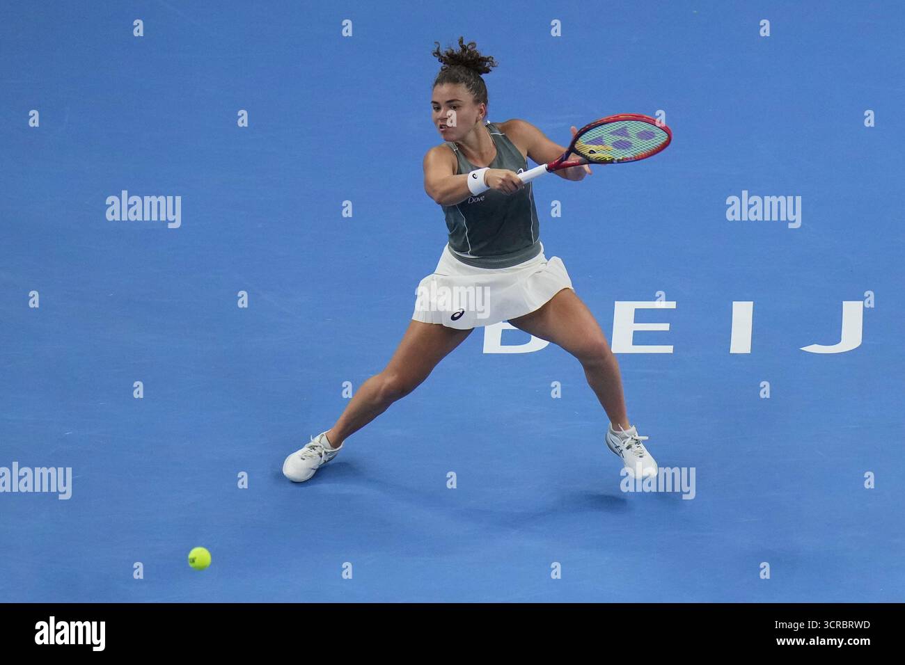Jasmine Paolini, of Italy returns a forehand shot from Marie Bouzkova ...