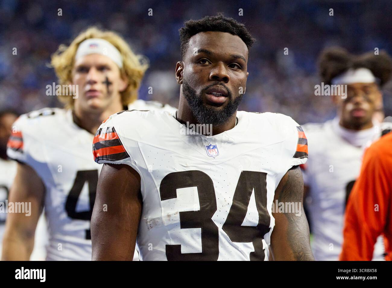 Cleveland Browns running back Jerome Ford (34) walks off the field ...
