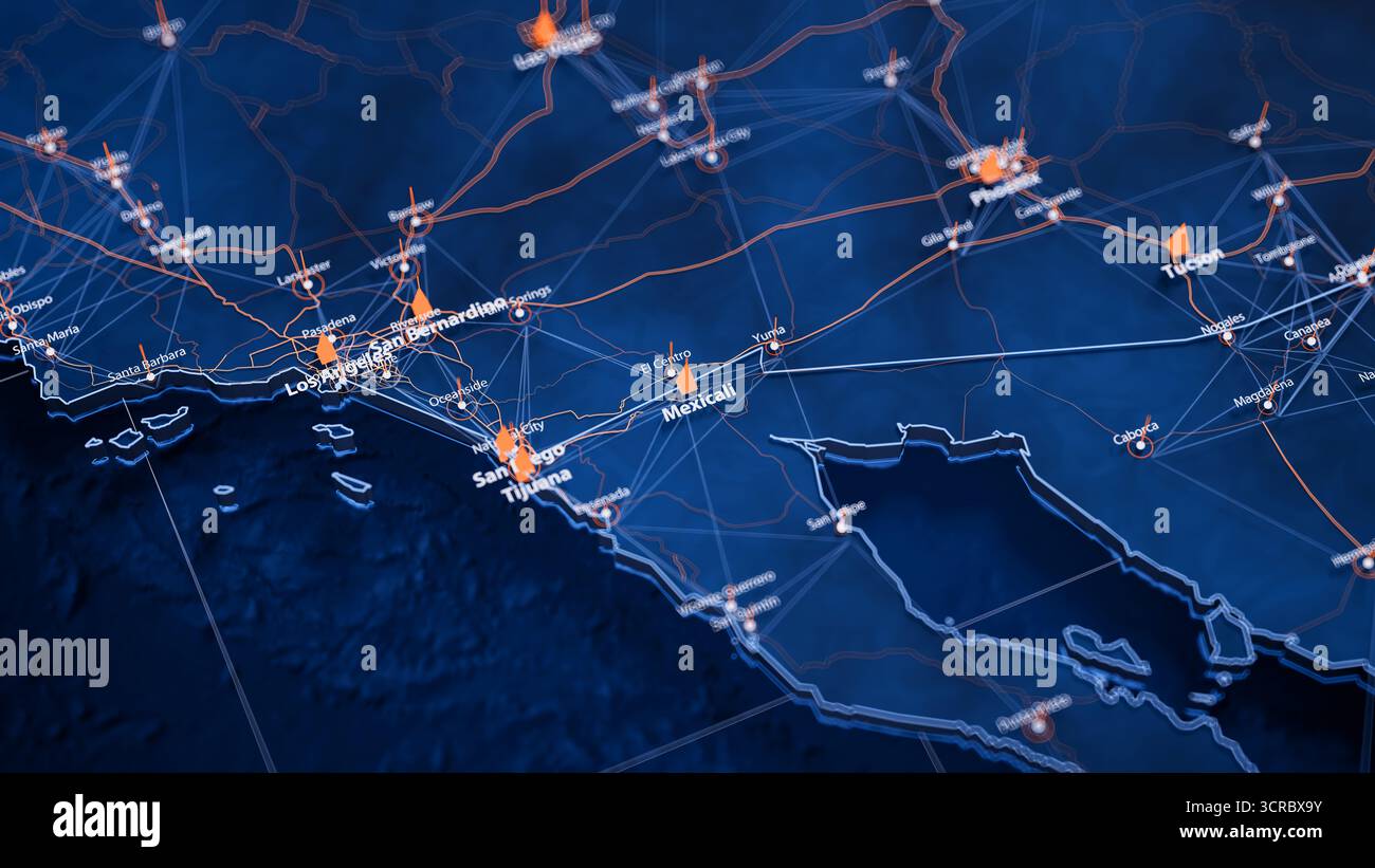 Mexicali map big data visualization. Futuristic map infographic of city ...