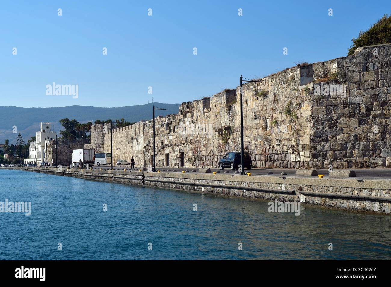Cos, Greece - September 04, 2025: Fortified wall with battlements of ...