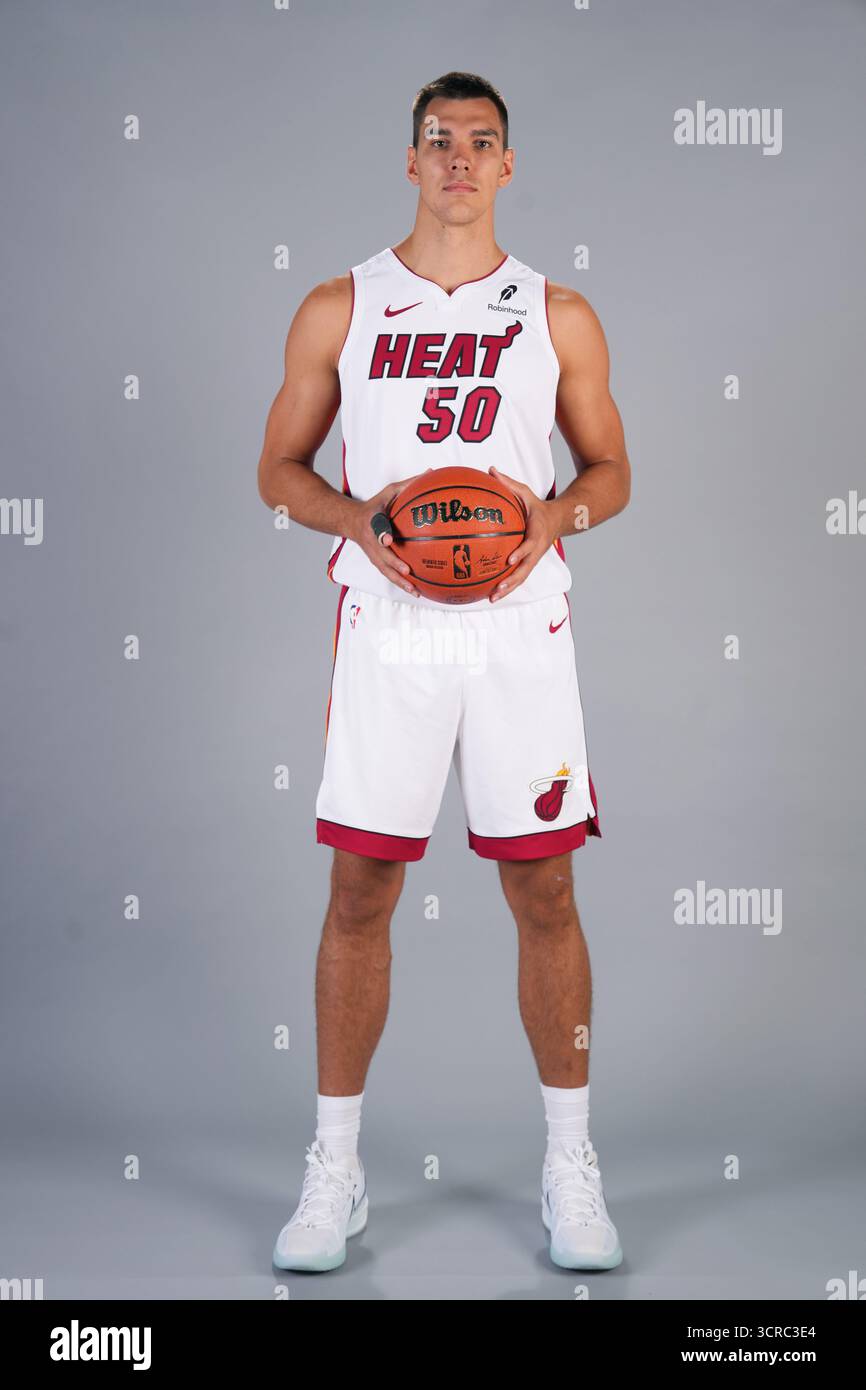 Miami Heat center Vladislav Goldin (50) poses for a photo during the ...