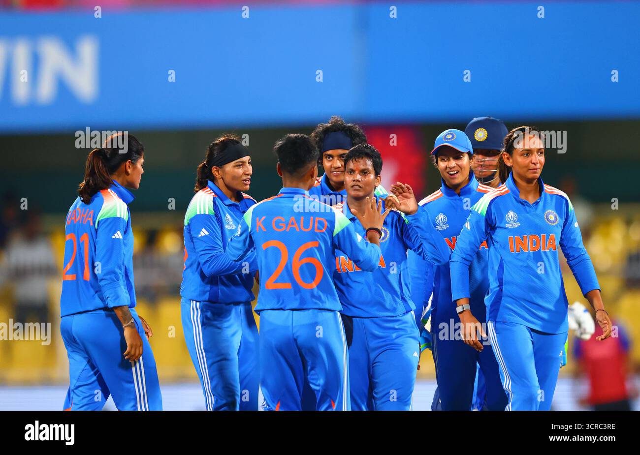 Depti Sharma of India celebrating with team India after bowl out ...