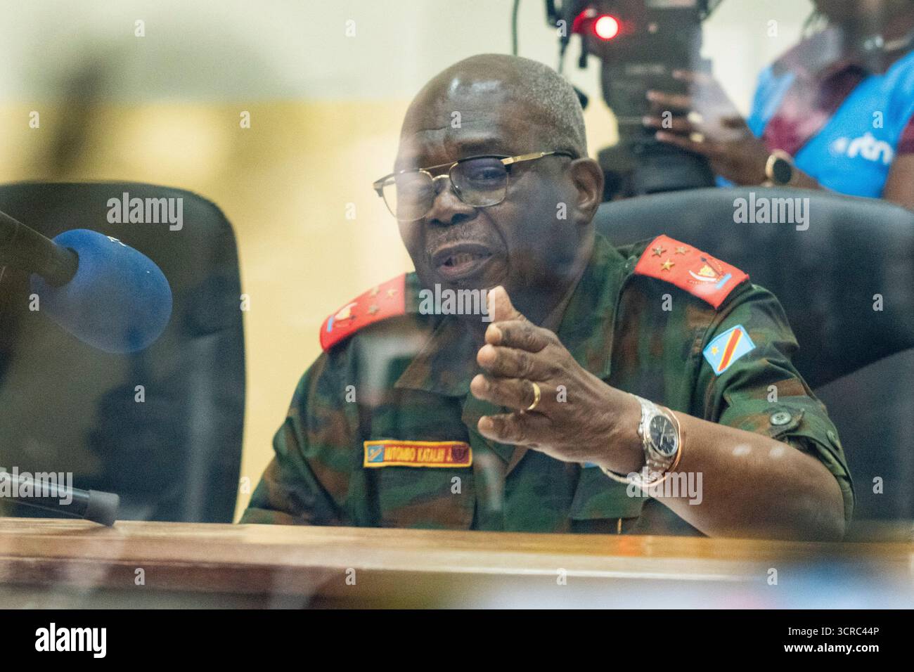 Lieutenant General Mutombo Katalayi, president of the court, speaks ...