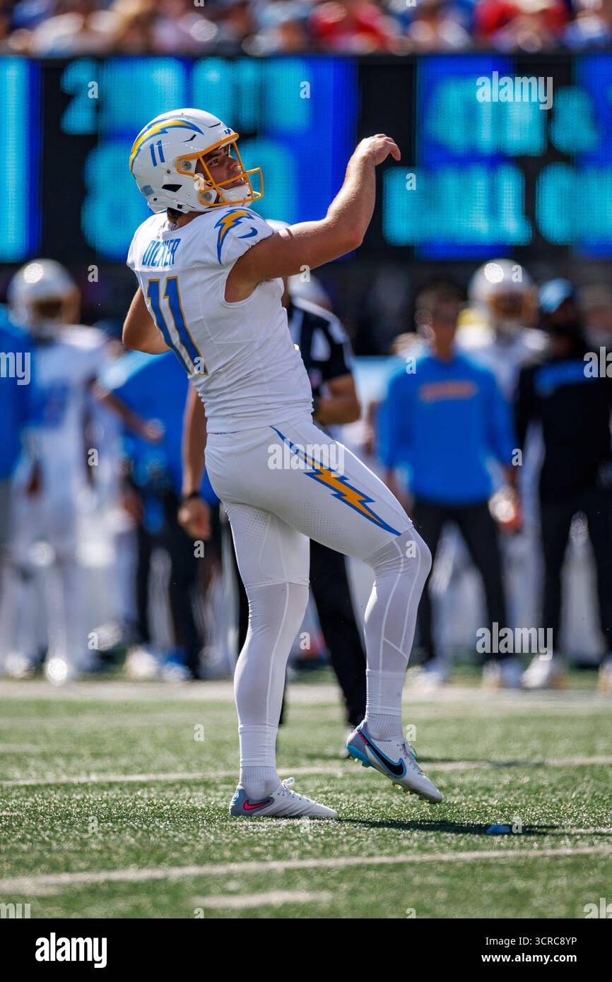 Los Angeles Chargers kicker Cameron Dicker (11) watches a field goal ...