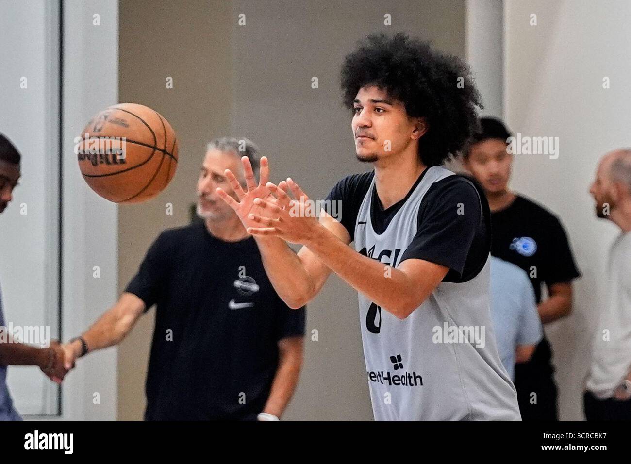 Orlando Magic guard Anthony Black participates in a drill during the ...
