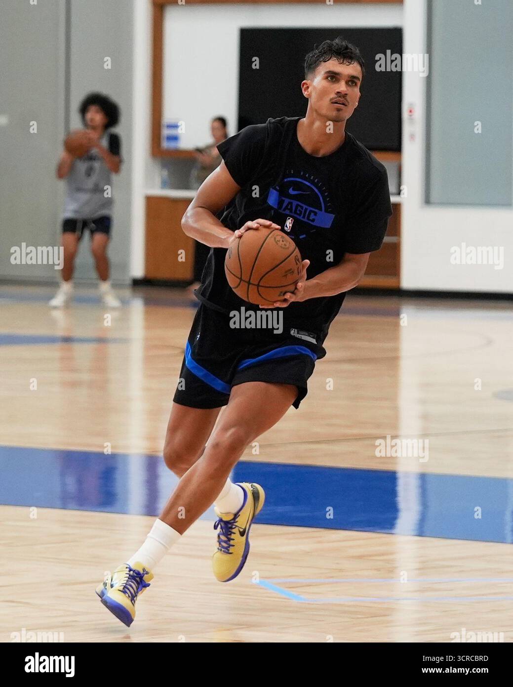 Orlando Magic forward Tristan da Silva performs a drill during the NBA ...