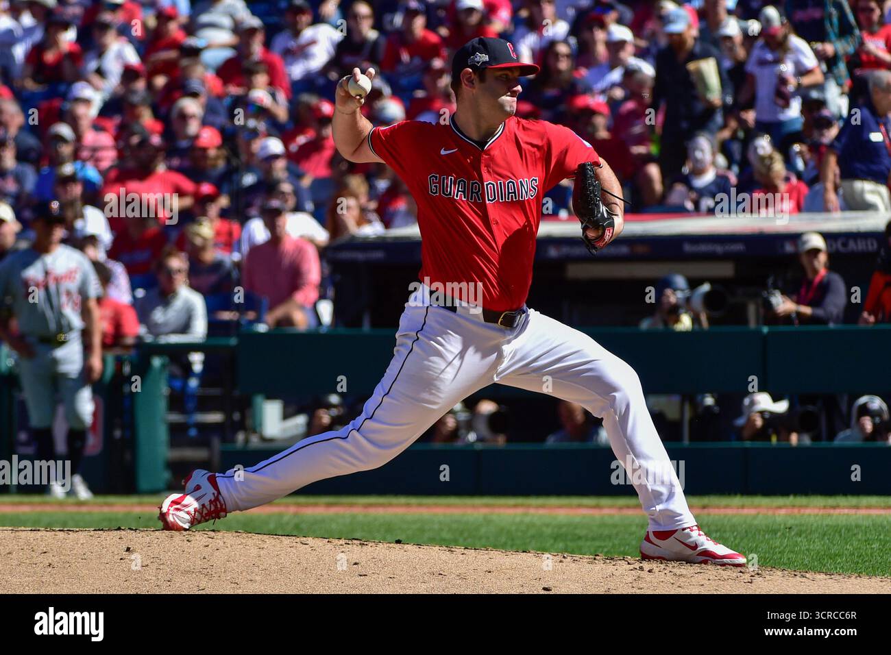 Cleveland Guardians starting pitcher Gavin Williams throws during the ...
