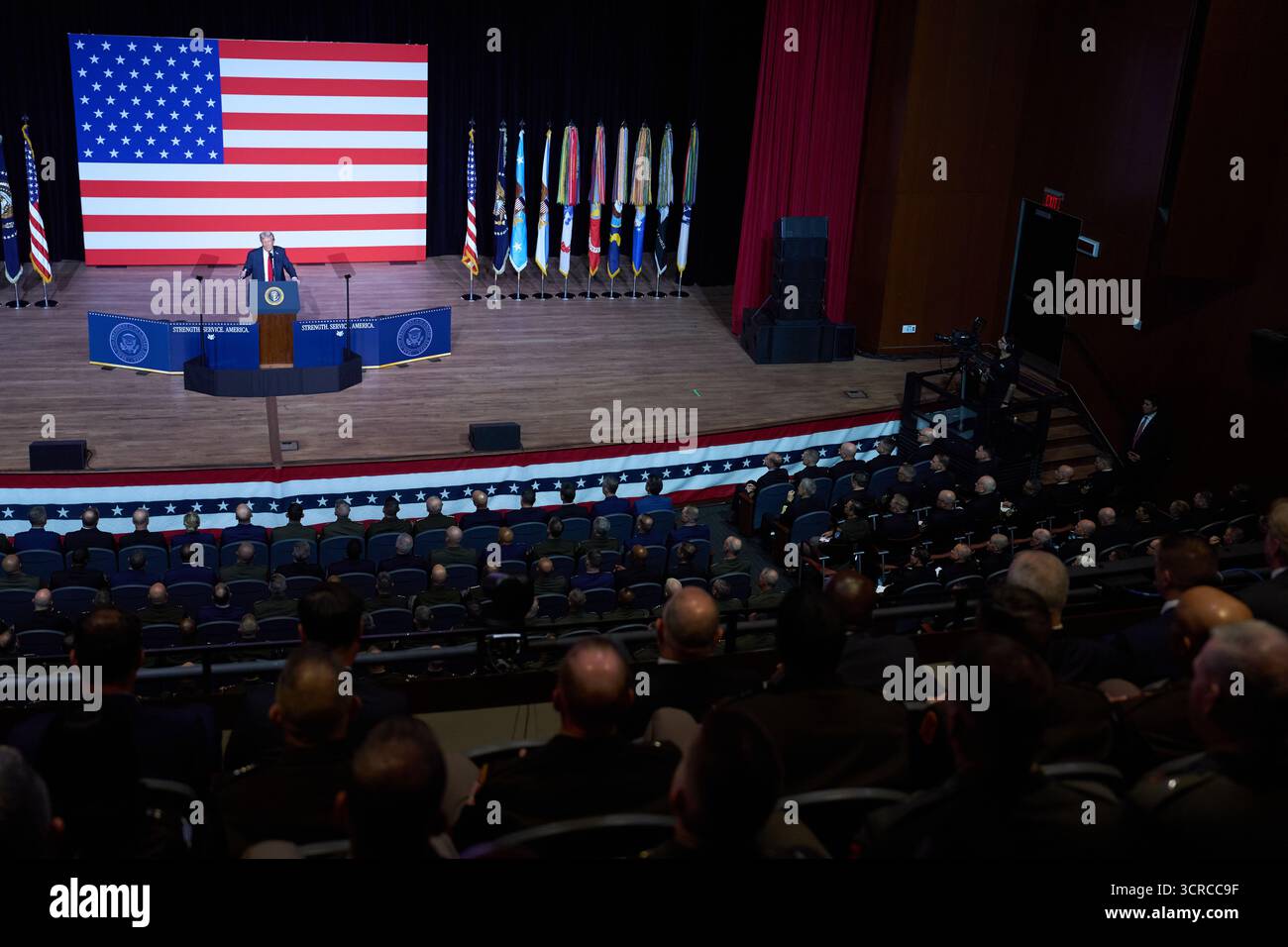President Donald Trump speaks to a gathering of top U.S. military ...