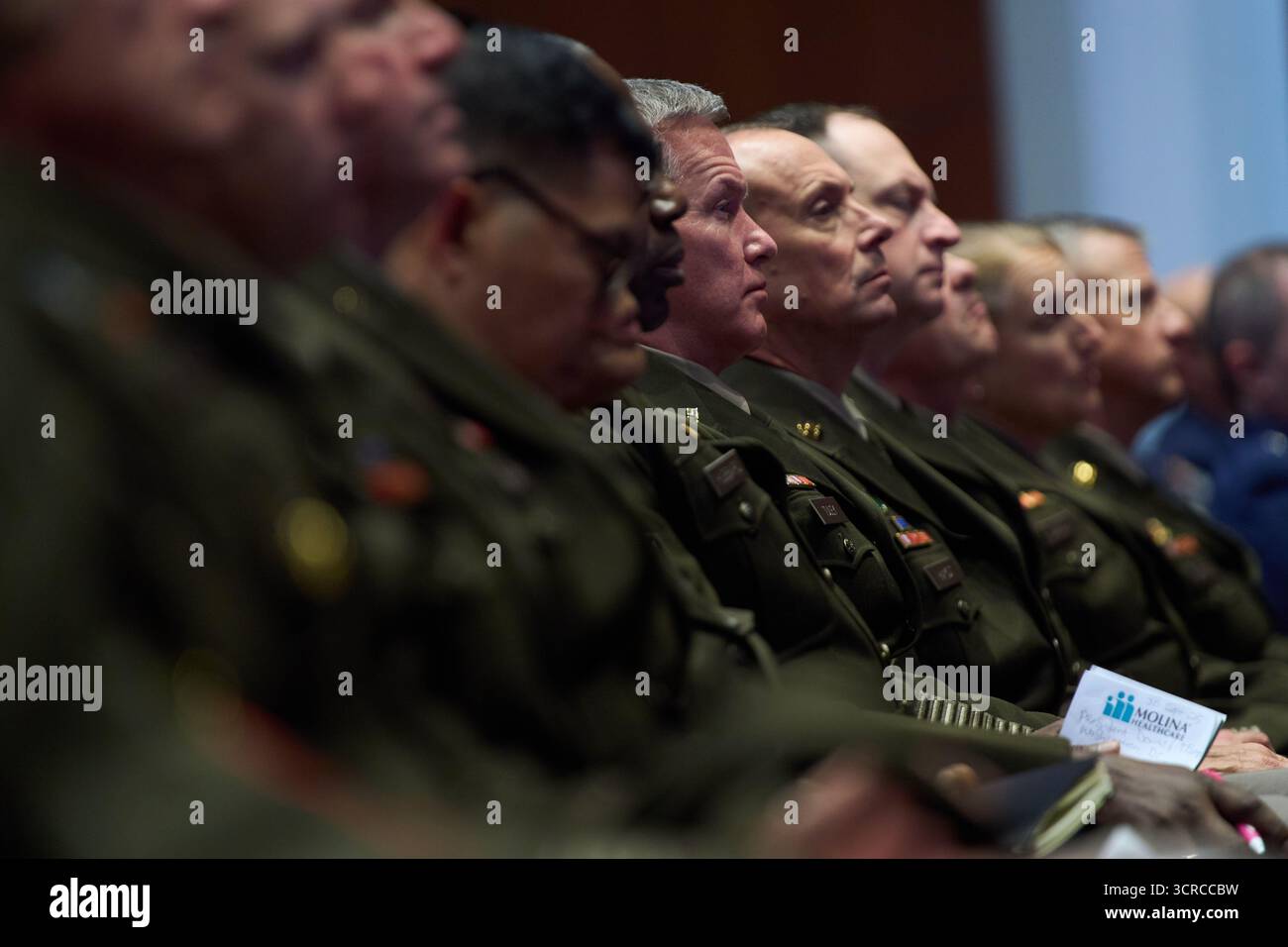 Top U.S. military commanders listen as President Donald Trump speaks at ...