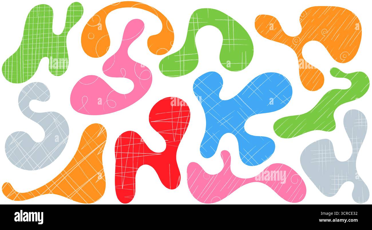 A collection of irregular, organic shapes in bright colors including ...