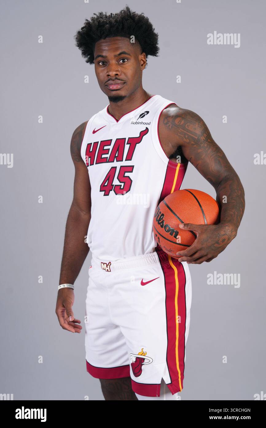 Miami Heat guard Davion Mitchell (45) poses for a photo during the NBA ...