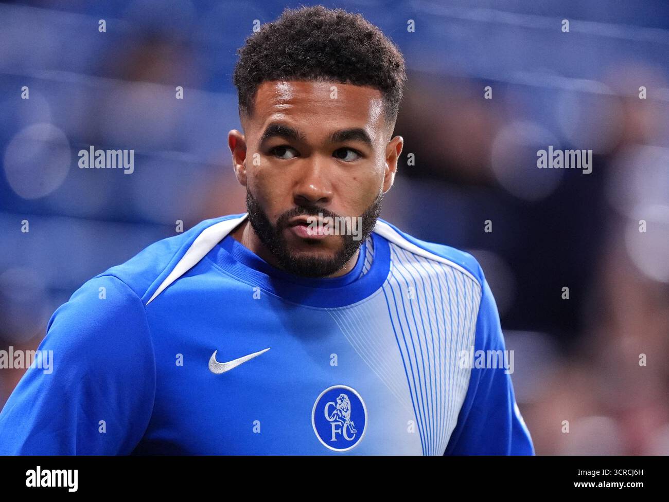 Chelsea's Reece James warming up ahead of the UEFA Champions League ...