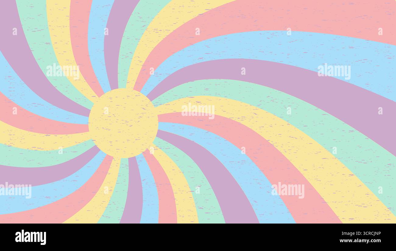 Retro swirl groovy starburst background with nostalgic curves and warm ...