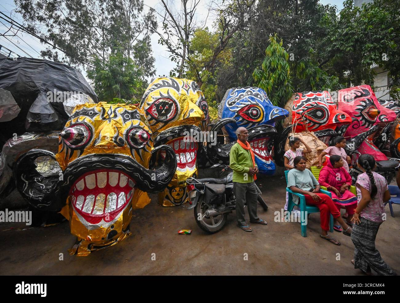 NEW DELHI, INDIA - SEPTEMBER 30: Effigies of Ravana seen drenched in ...