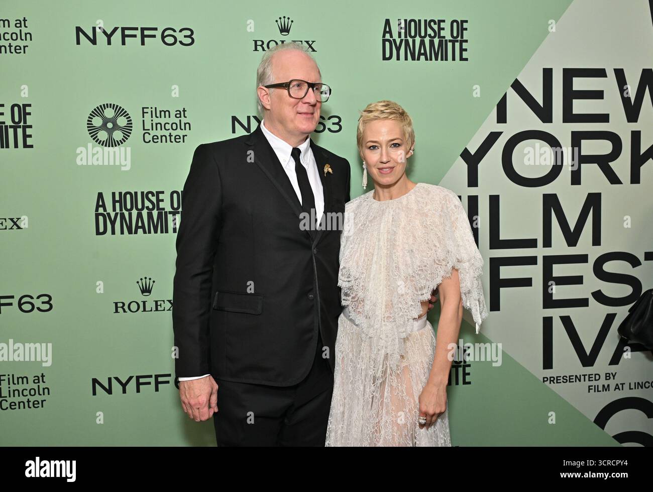 Tracy Letts, left, and Carrie Coon attend the premiere of "A House of ...