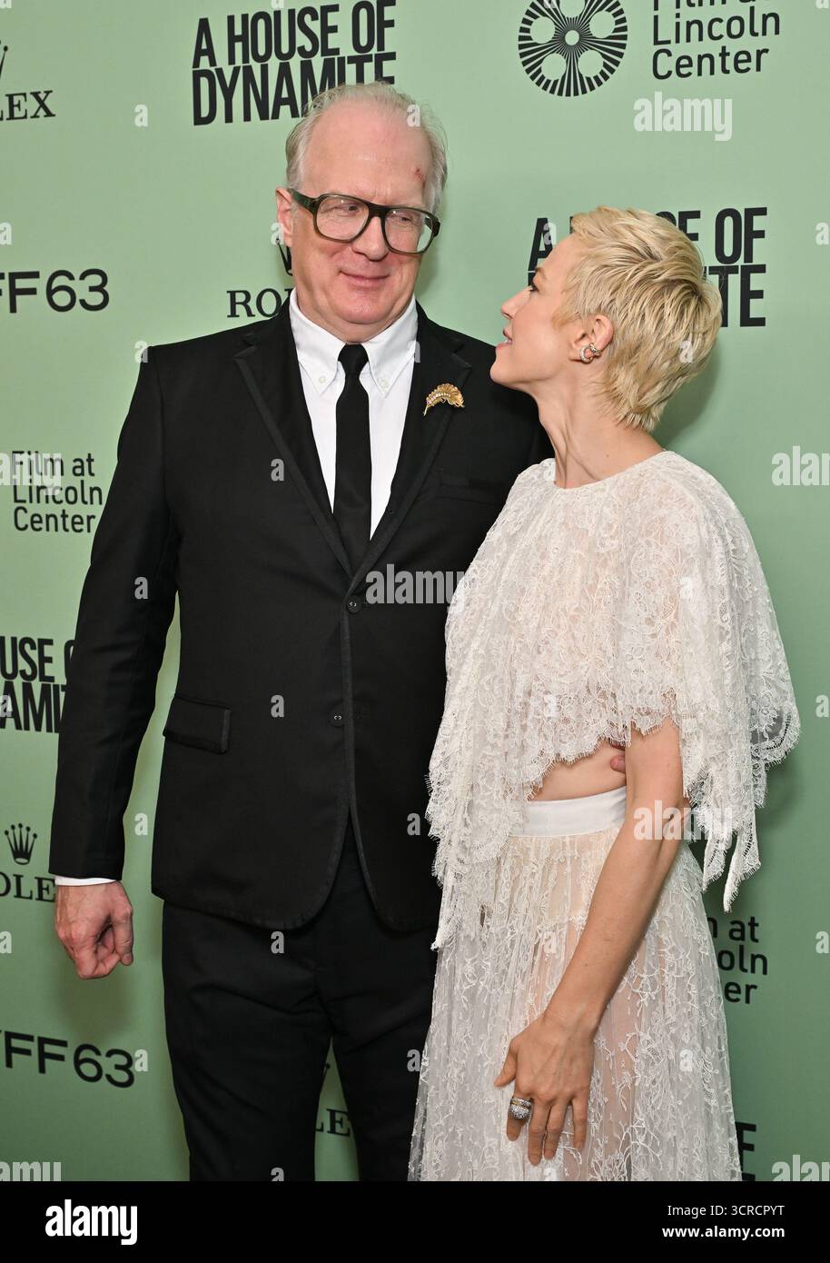 Tracy Letts, left, and Carrie Coon attend the premiere of "A House of ...