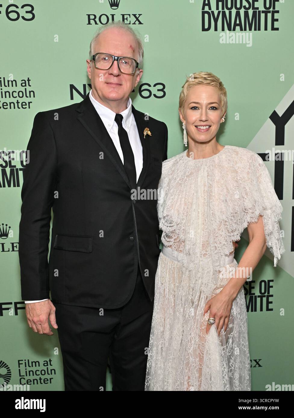 Tracy Letts, left, and Carrie Coon attend the premiere of "A House of ...