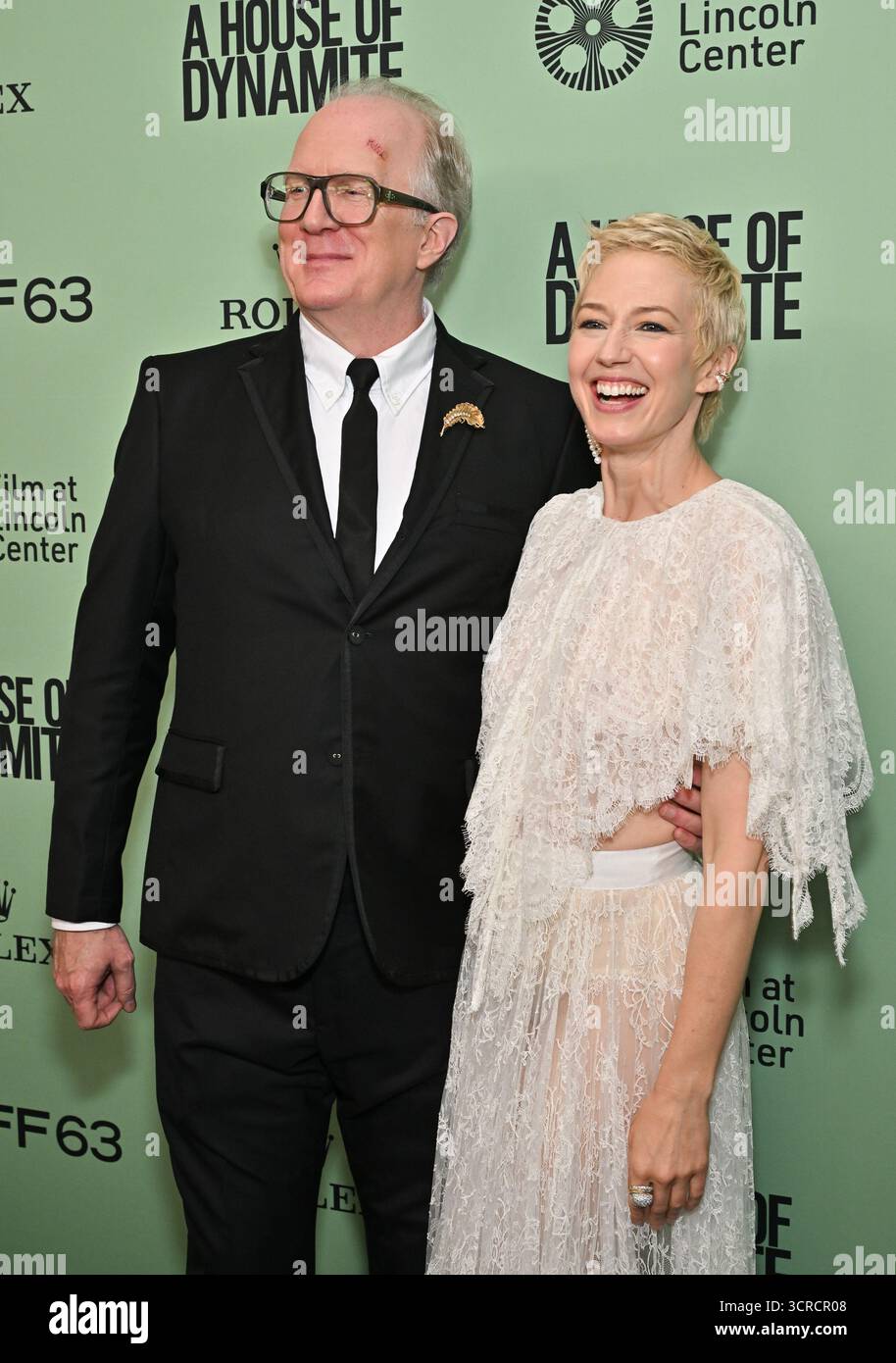 Tracy Letts, left, and Carrie Coon attend the premiere of "A House of ...