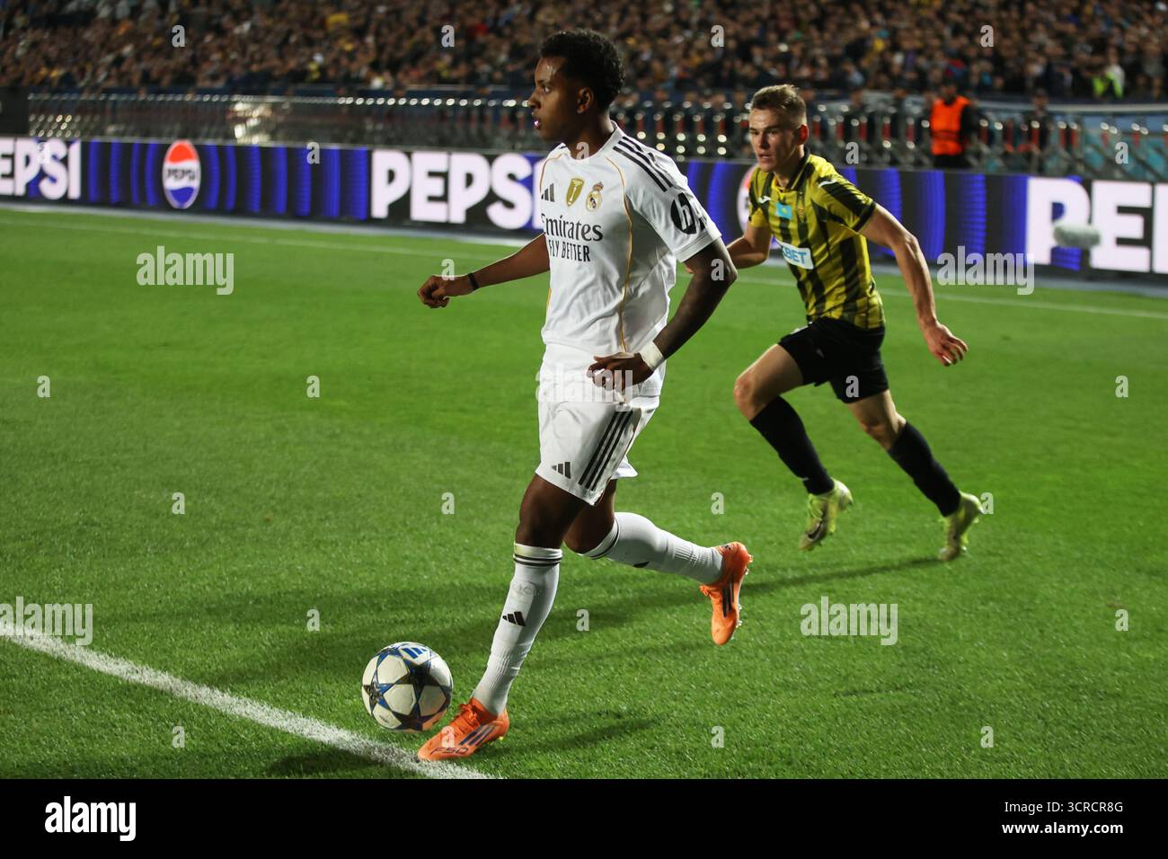 Real Madrid's Rodrygo controls the ball during the Champions League ...