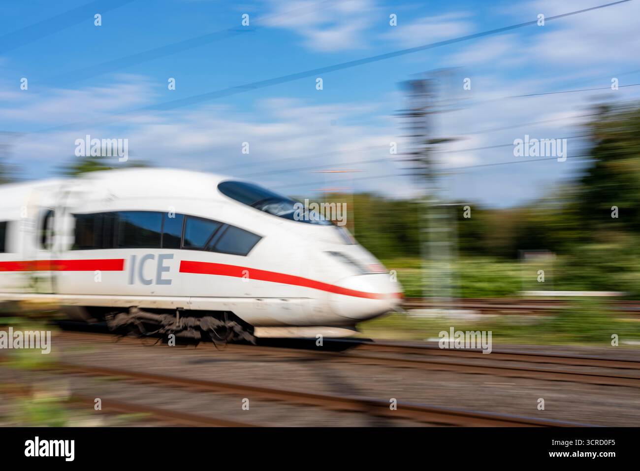 Train traffic on one of Germany's busiest railway lines, ICE train ...