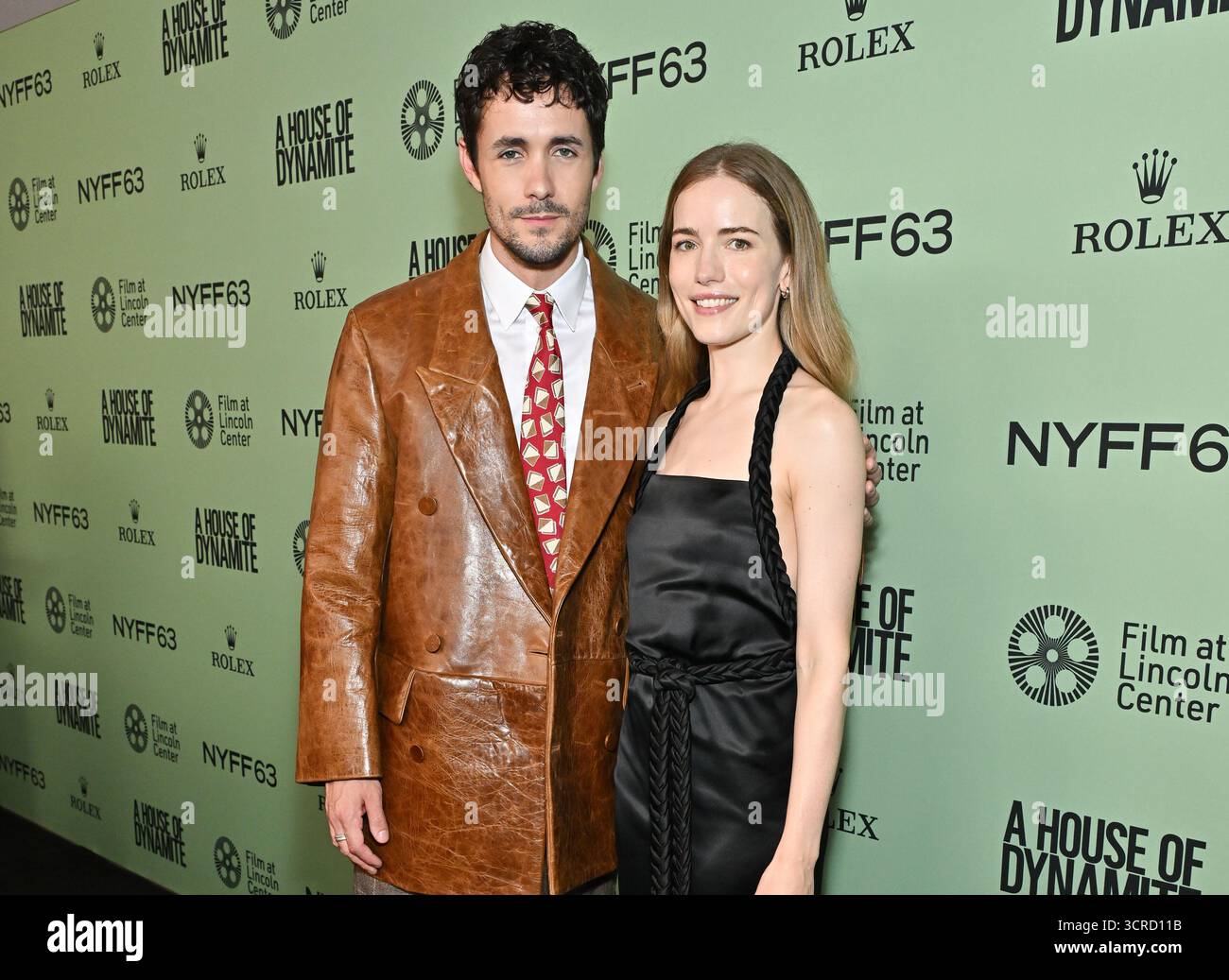 Jonah Hauer-King, left, and Willa Fitzgerald attend the premiere of "A ...